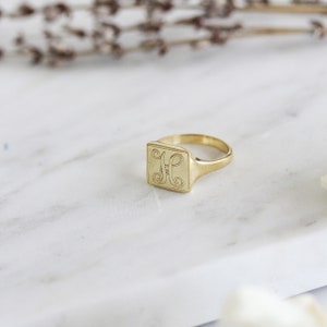 Square Monogram Ring-personalized Signet Ring-personalized Jewelry-monogram Jewelry-gifts for ...