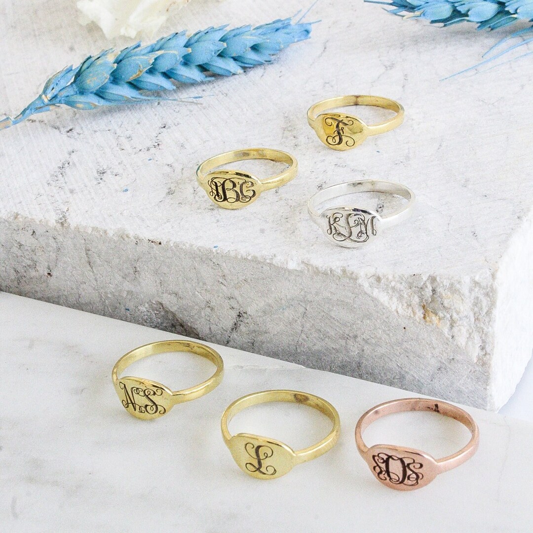 14K Solid Gold Signet Ring-tiny Signet Ring-personalized Jewelry-monogram Jewelry-gifts for Her ...