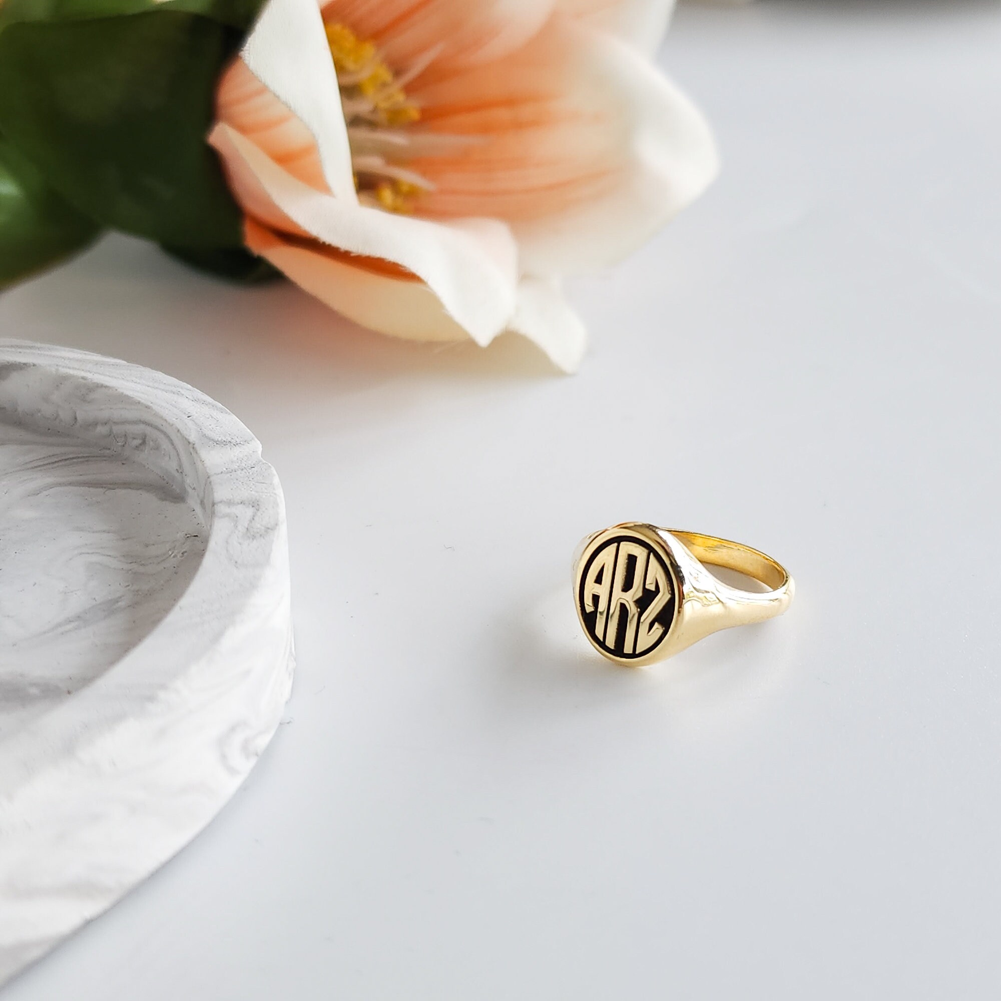 Block Monogram Ring - Ring-personalized Signet Ring-personalized ...