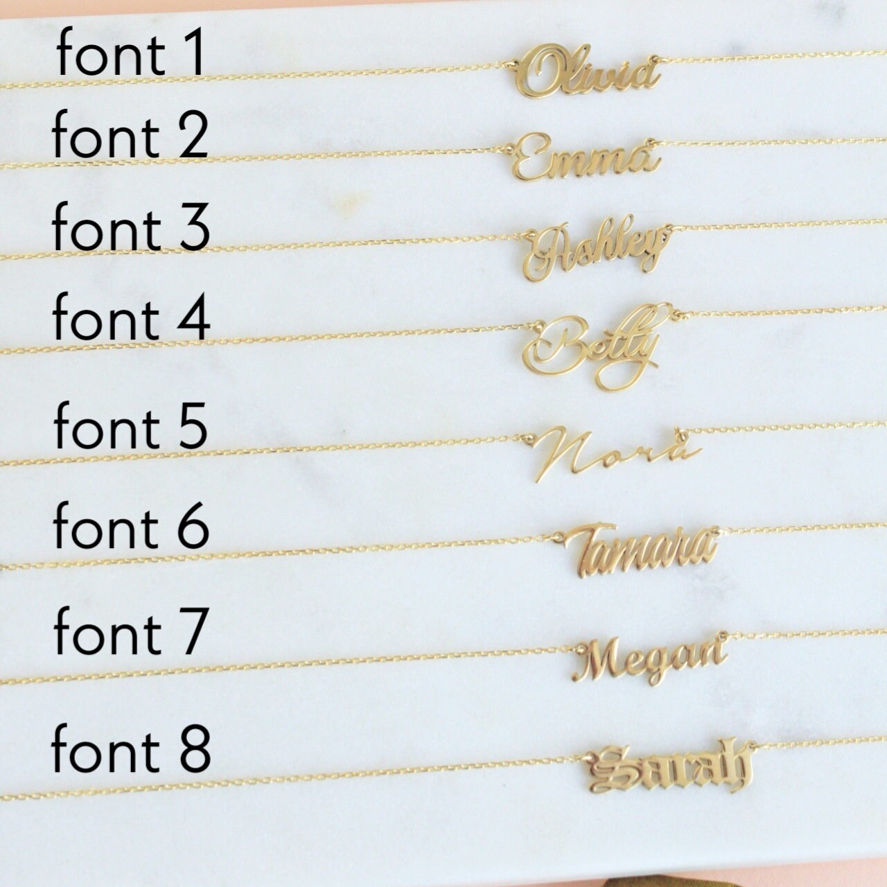 14K Solid Gold Name Necklace-name Necklace Gold-name Necklace-dainty ...