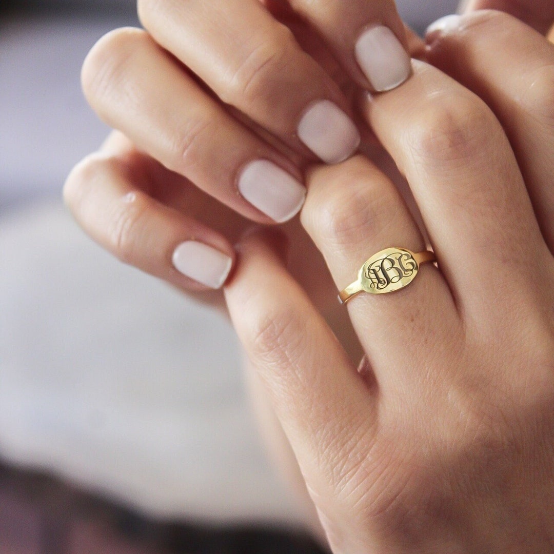 Tiny Signet Ring-14k Solid Gold Signet Ring-personalized Jewelry-monogram Jewelry-gifts for Her ...