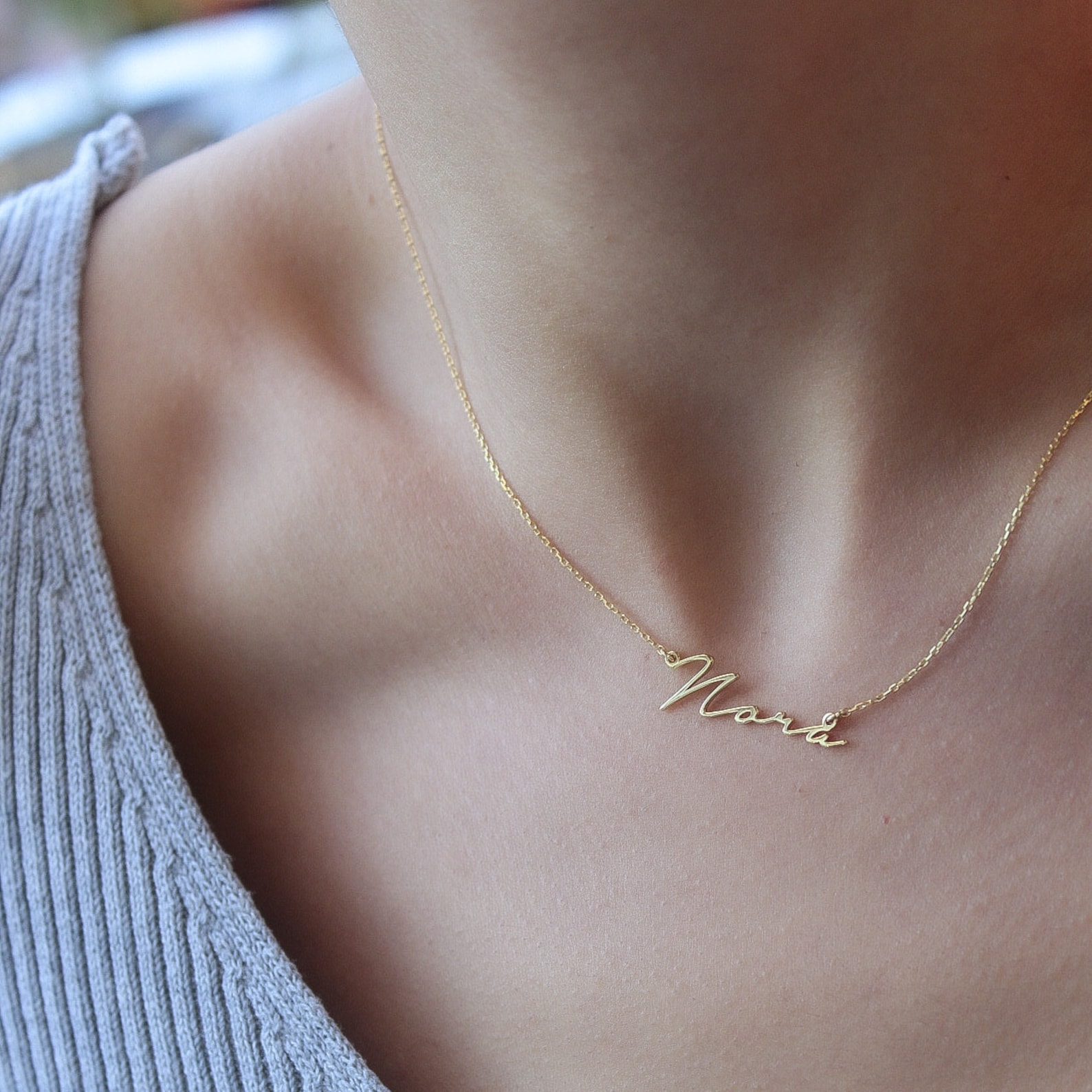 14K Solid Gold Name Necklace-real Gold Name Necklace-name Necklace Gold ...