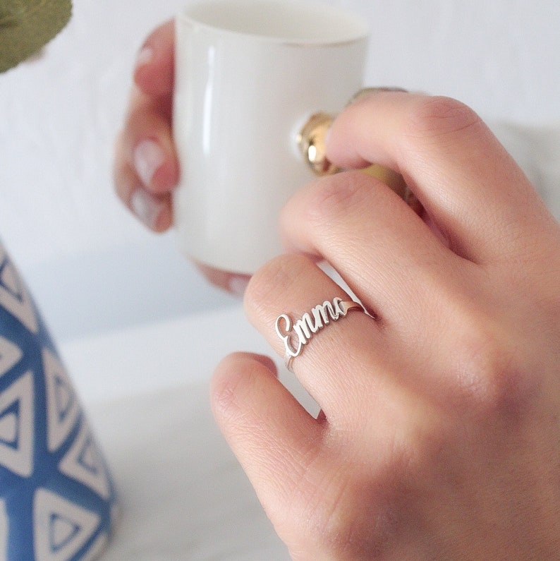 14K Solid Gold Name Ring-gold Name Ring-custom Name - Etsy