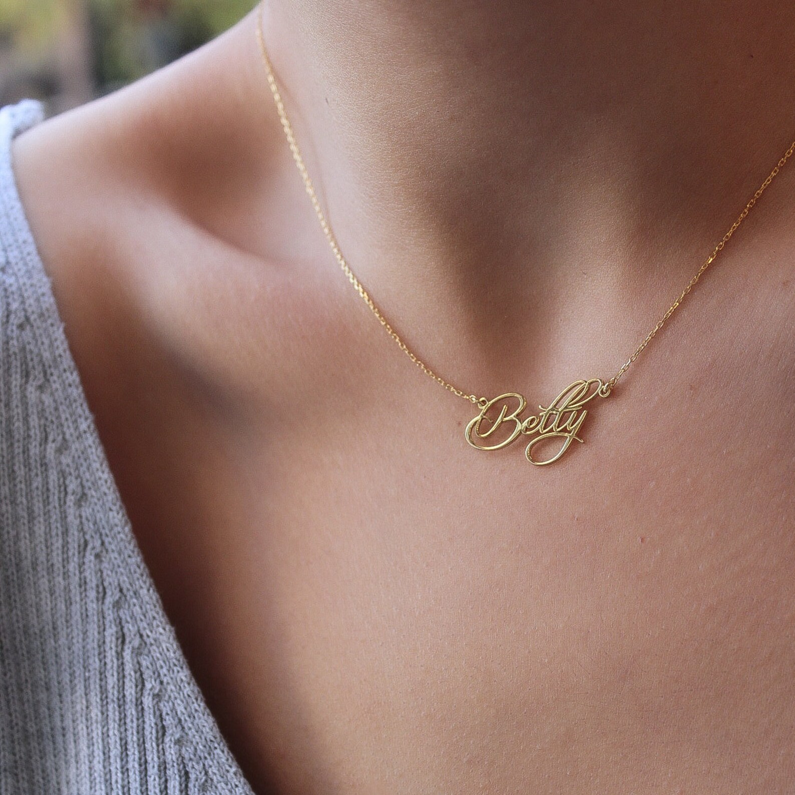 14K Solid Gold Name Necklace-name Necklace Gold-name - Etsy