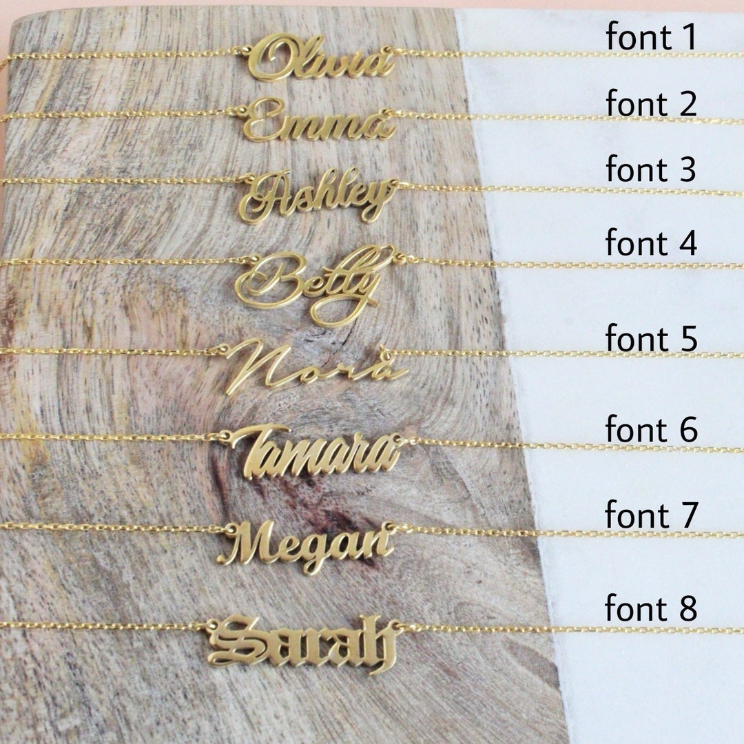14K Solid Gold Name Necklace-real Gold Name Necklace-name - Etsy
