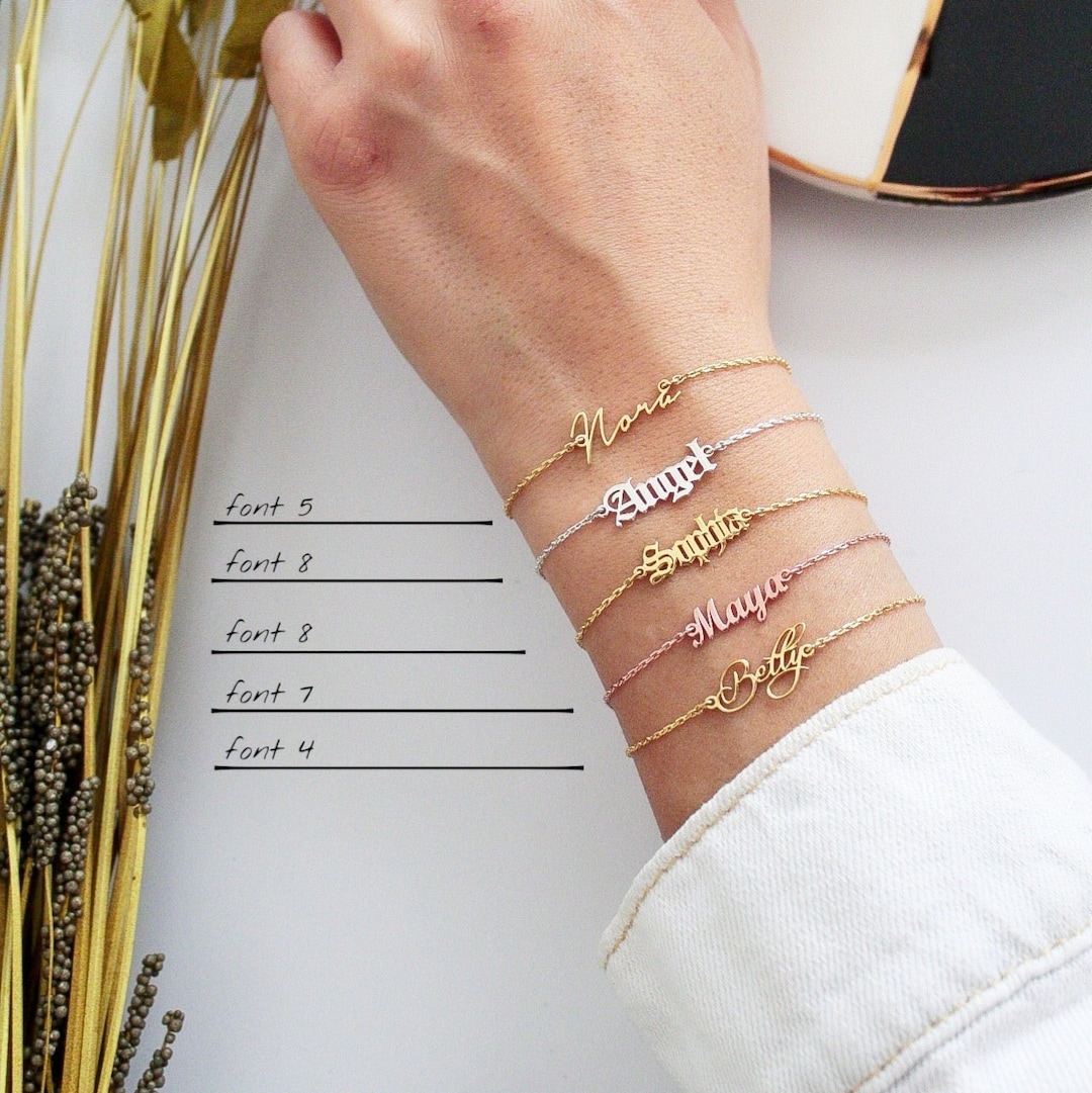 14k Solid Gold Name Bracelet - Name Bracelet - Gold Name Bracelet ...