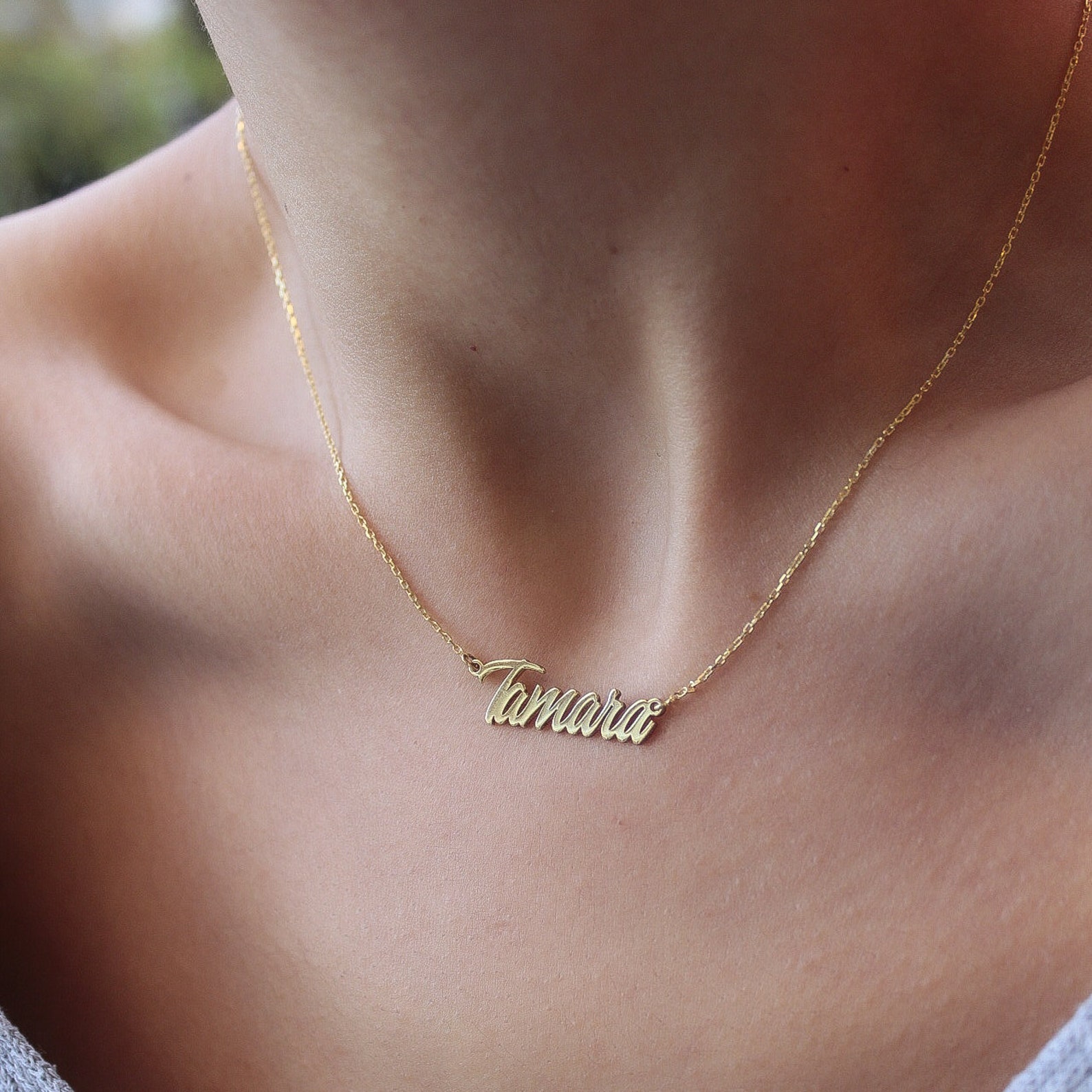 14K Solid Gold Name Necklace-real Gold Name Necklace-name Necklace Gold ...