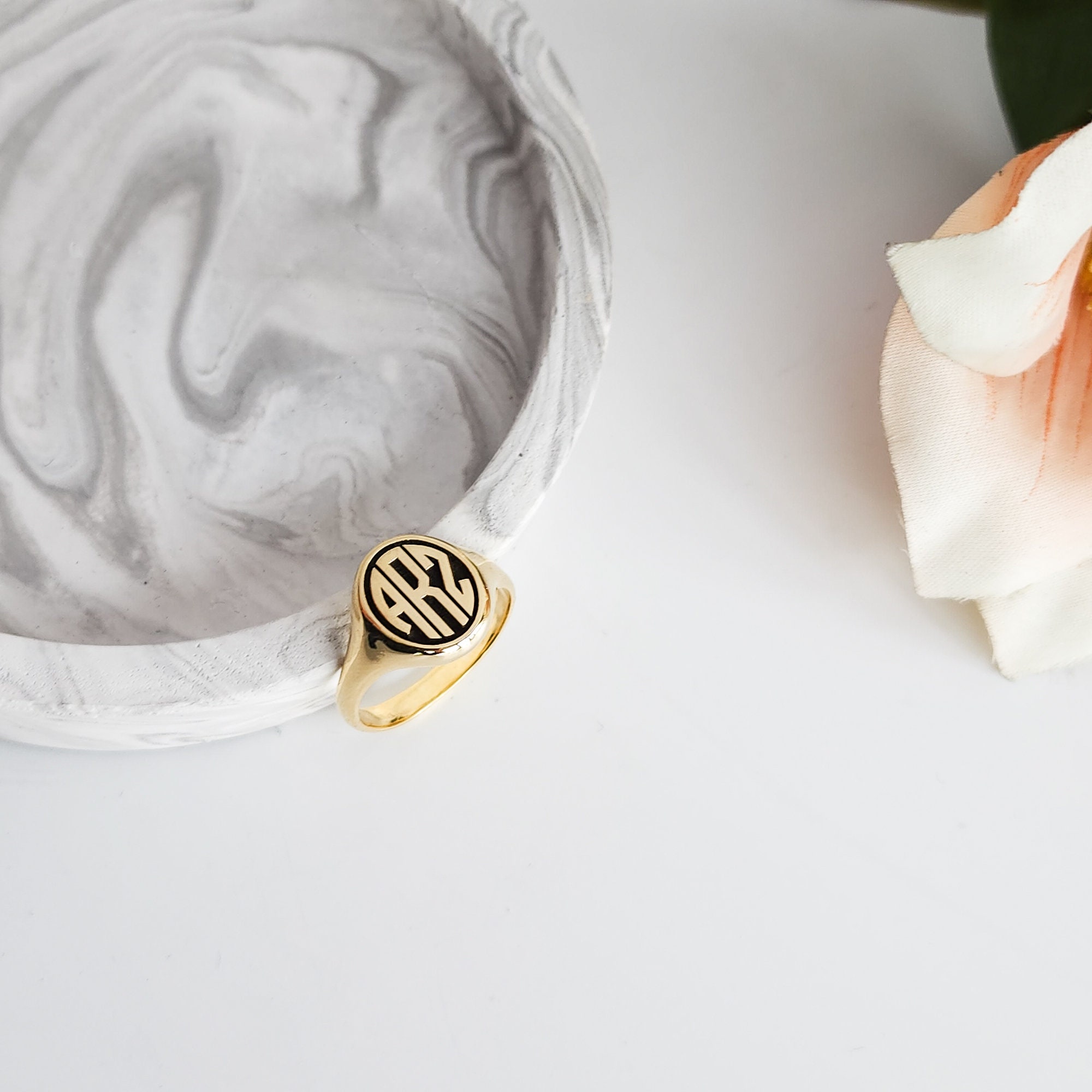 Block Monogram Ring - Ring-personalized Signet Ring-personalized ...
