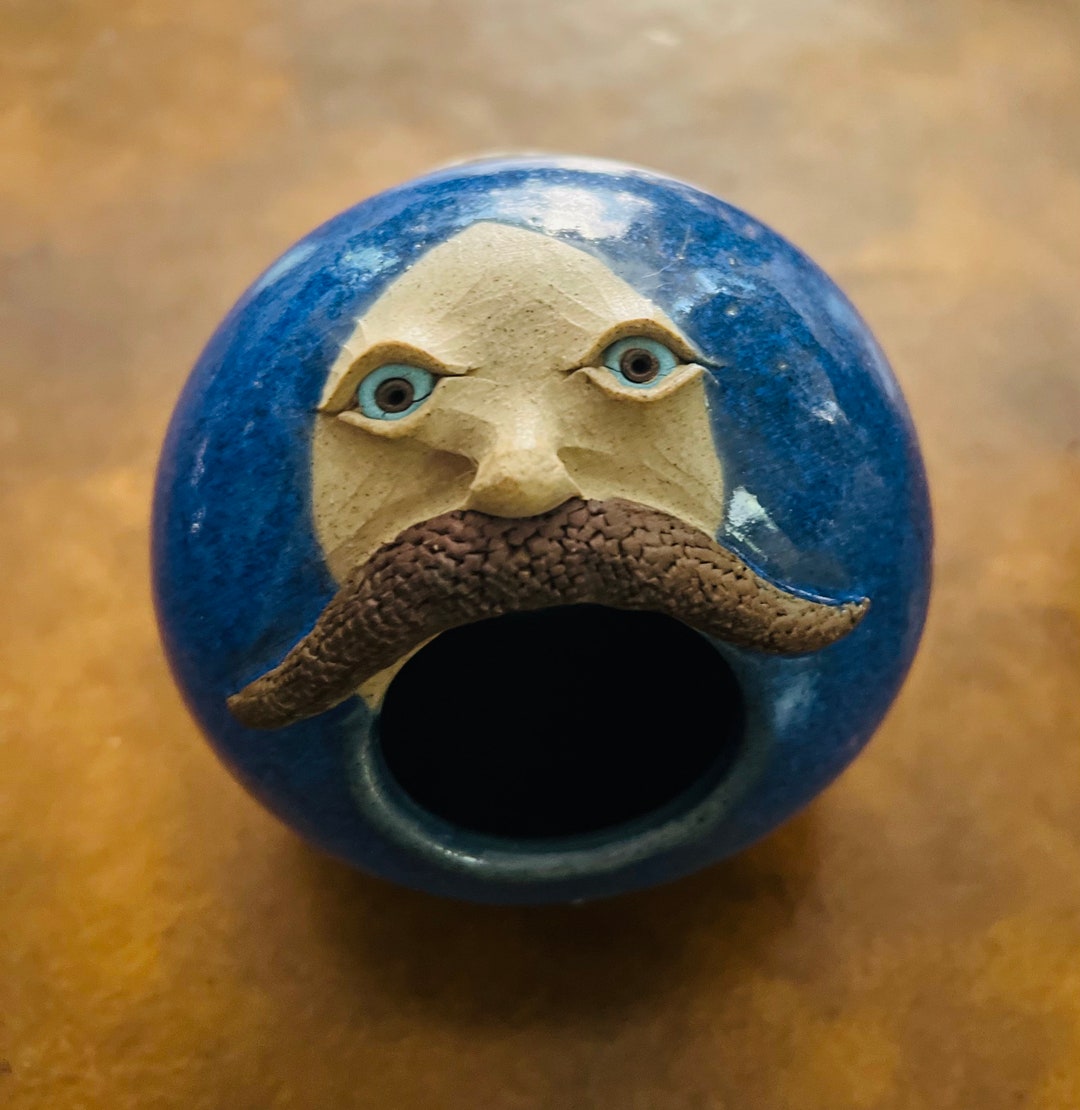 Magic Mustache Man With Open Mouth Oddity Art Bowl. - Etsy