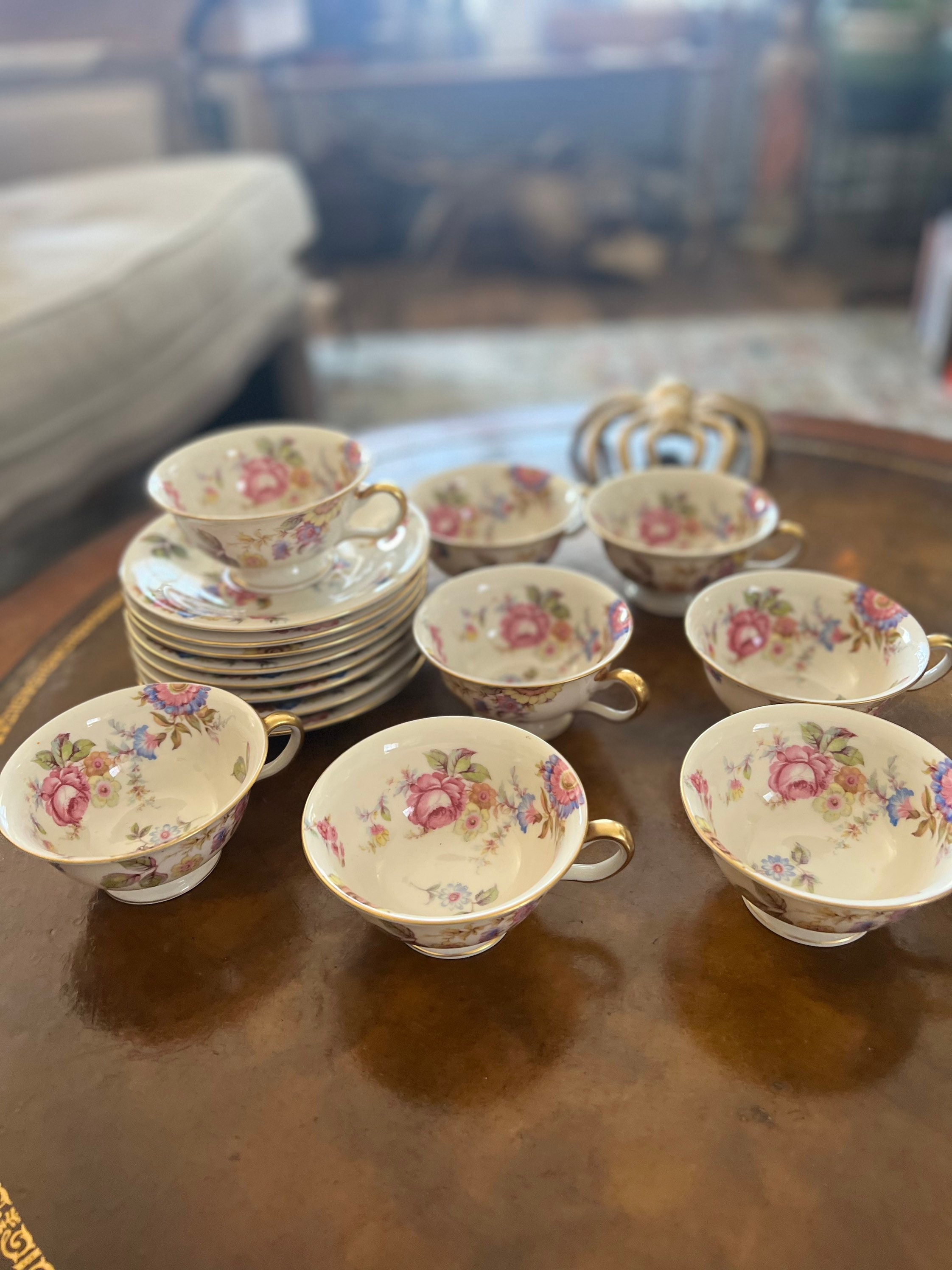 Charming Vintage Set of 8 Castleton China USA sunnybrooke Footed Tea ...