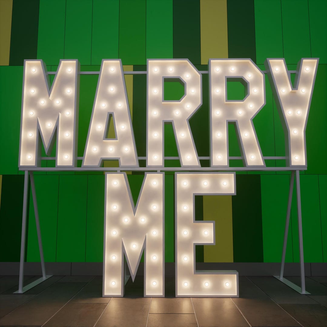 Glowing 'MARRY ME' Marquee Sign - 2ft/3ft/4ft LED Light up Letters ...