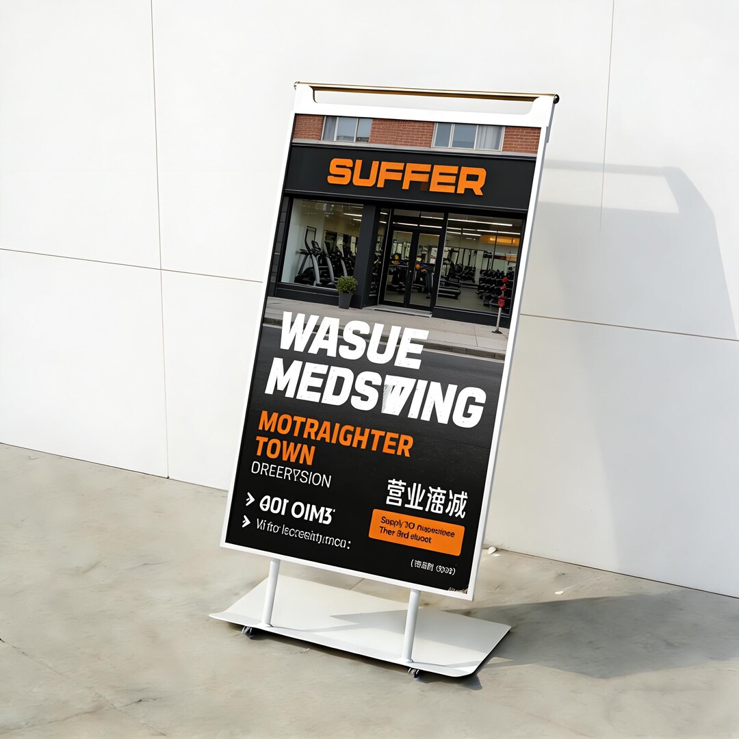 Wheeled Portable A-frame Sign, Detachable PVC Panels & Sturdy Metal ...
