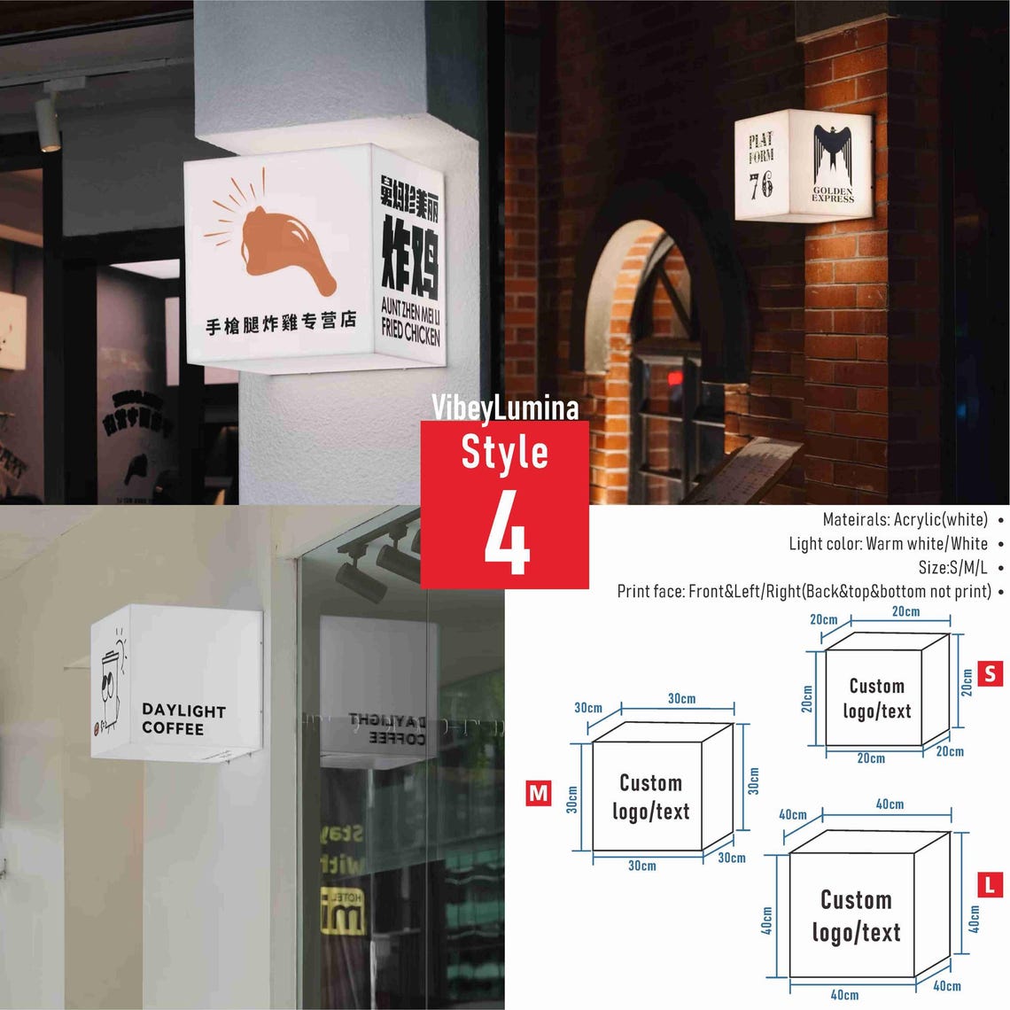Custom Size LED Light Box Sign for Cafe Outdoor Storefront & Menu Board ...