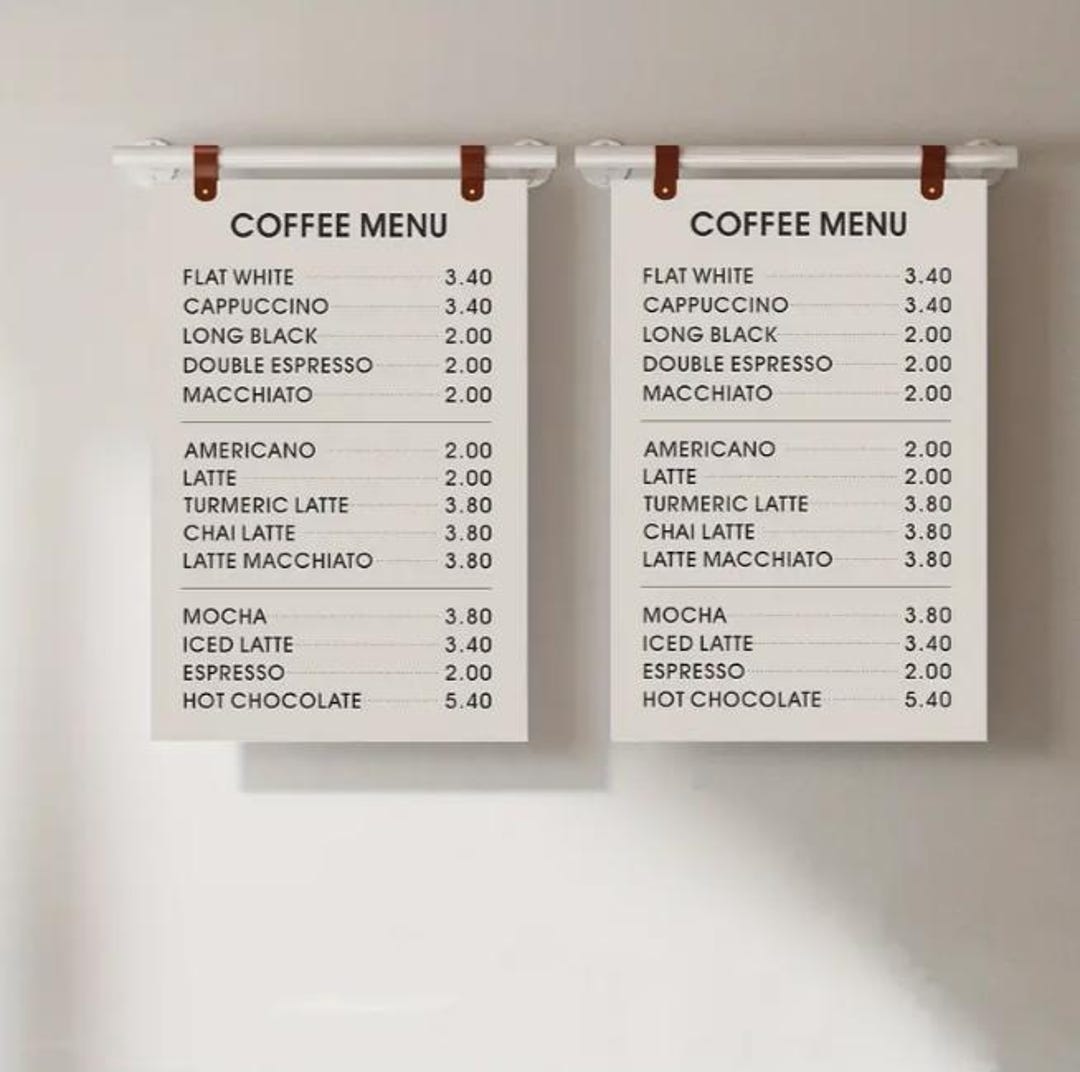 Metal Wallmounted Menu Board for Cafes and Restaurants,customizable ...