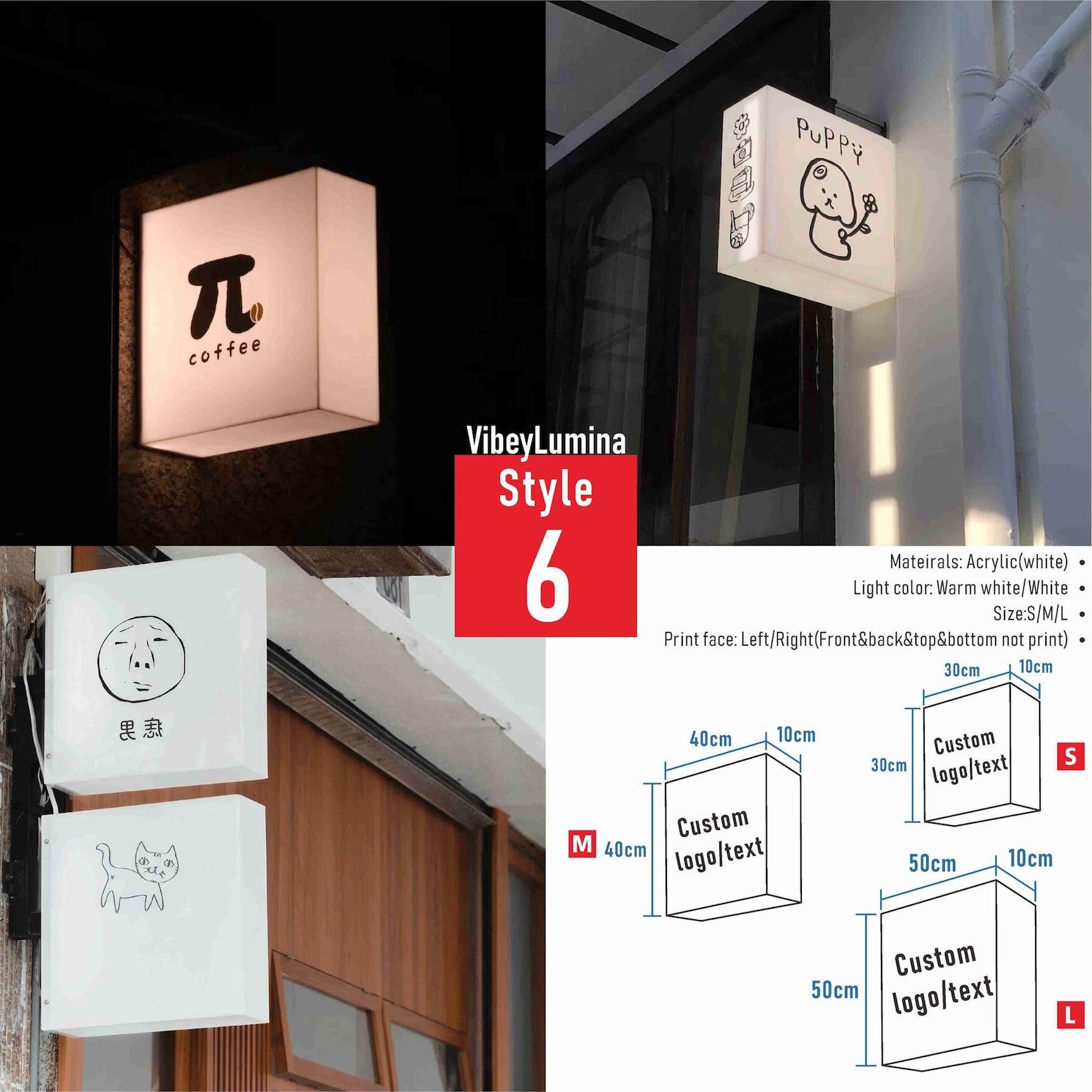 Custom Size LED Light Box Sign for Cafe Outdoor Storefront & Menu Board ...
