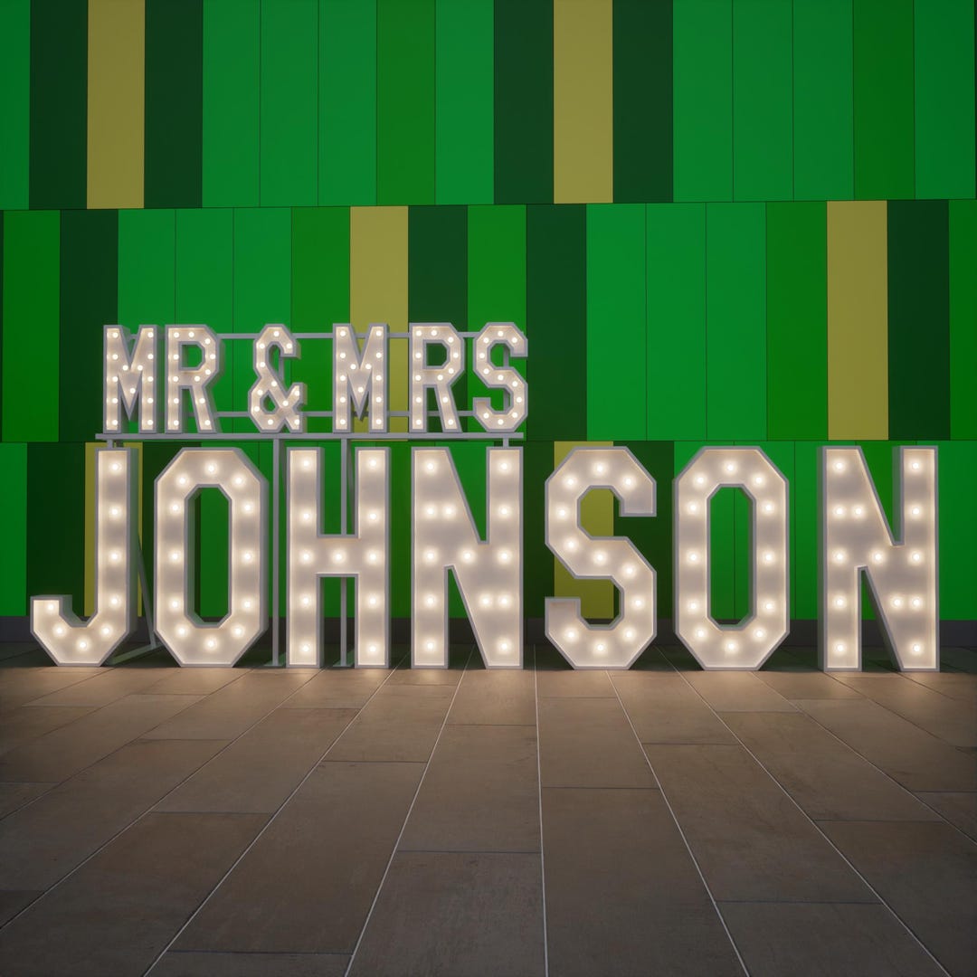 MR & MRS Marquee Sign - 4ft/3ft LED Last Name Light | Wedding Backdrop ...