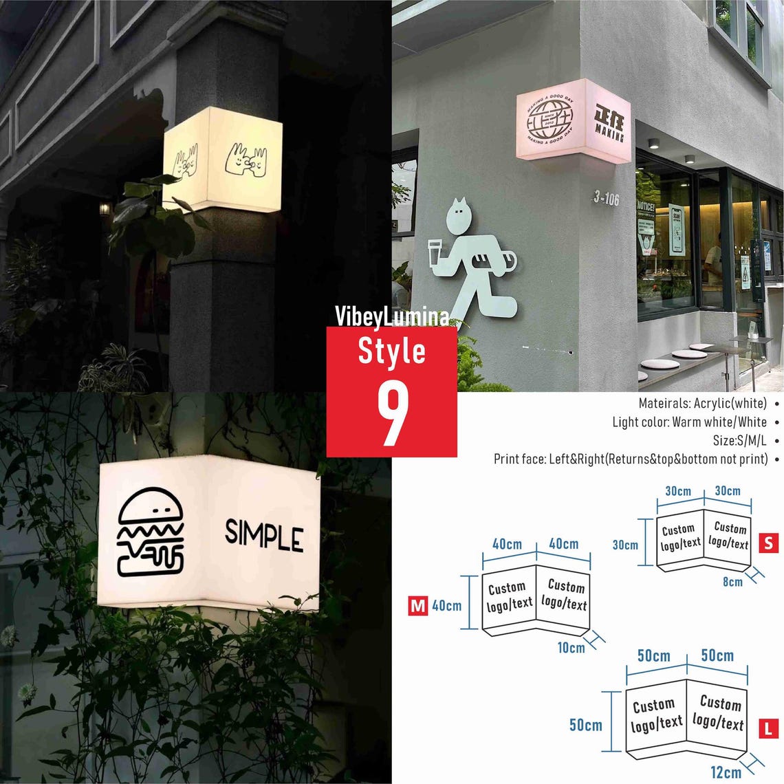 Custom Size LED Light Box Sign for Cafe Outdoor Storefront & Menu Board ...