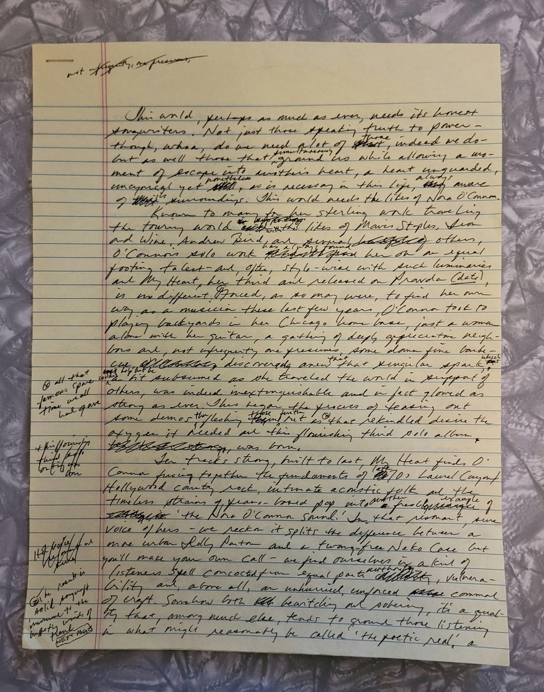 Nora O'connor my Heart Album Review Original HANDWRITTEN MANUSCRIPT One ...