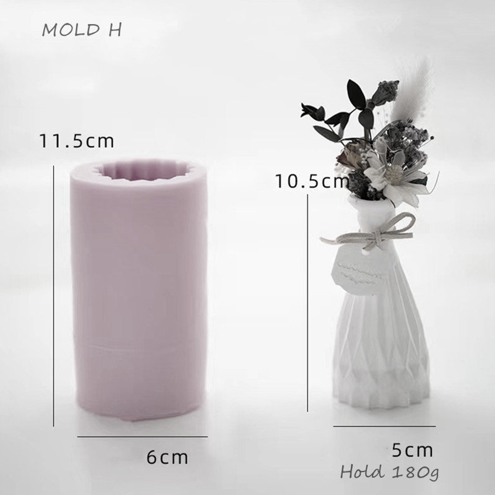 Bud Vases Silicone Mold for Concrete, Dried Flower Vessel Form, Planter ...
