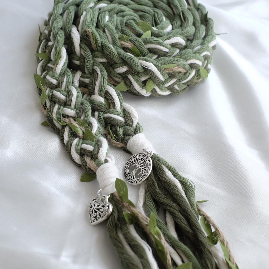 Personalized Handfasting Cord With Green Leaves,celtic Ceremony,irish ...