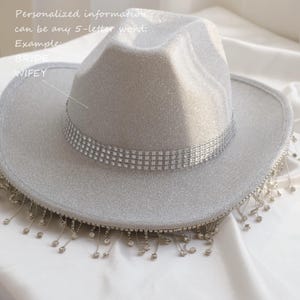 Personalized Bride Pearl Cowgirl Hat,rhinestone Fringe Bridesmaid Pink ...