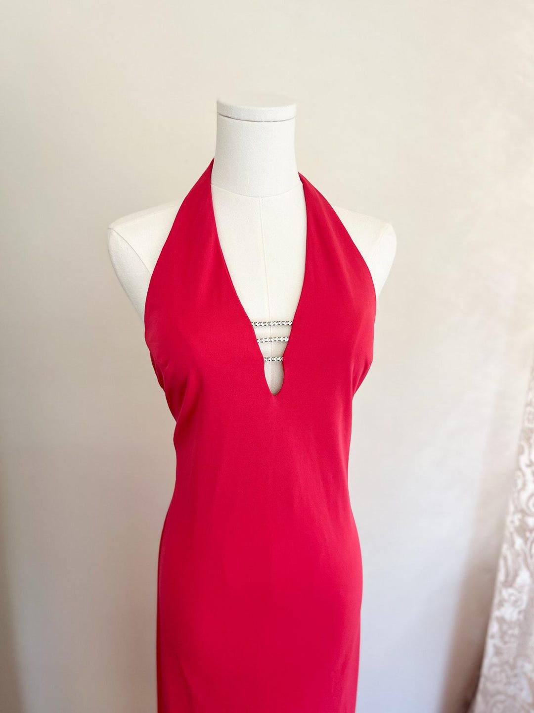 Vintage Rampage Hot Pink Y2K Halter Top Formal Dress Size L - Etsy