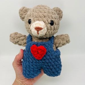 Little Teddy Bear in Overalls Plushie - Etsy