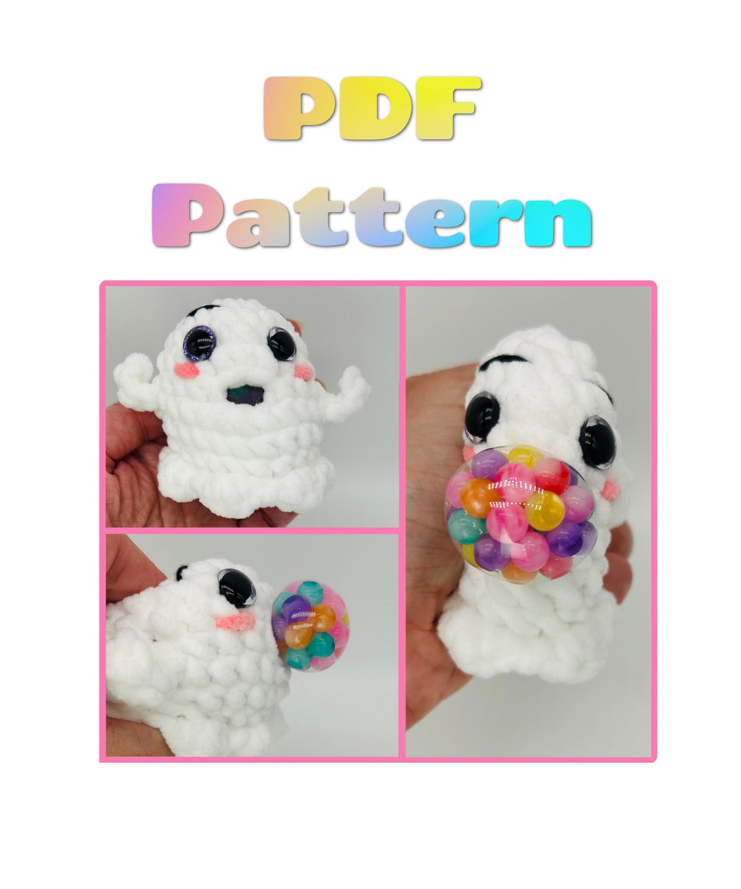 No Sew Ghost Stress Ball Crochet Pattern PDF Digital Download - Etsy