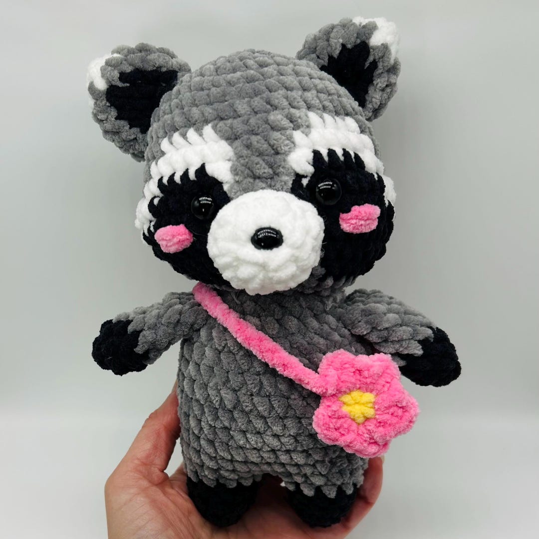 Raccoon Plushie Gifts Baby Raccoon Creation With Flower Bag Stuffed ...
