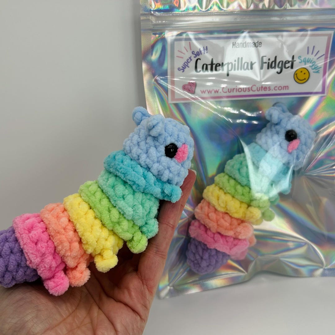 Handmade Fuzzy Caterpillar Fidget Toy: Sensory Plush - Etsy