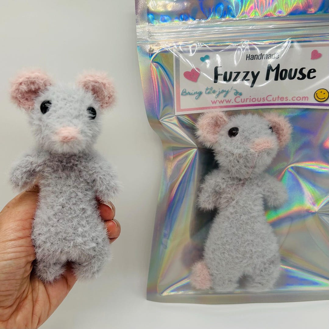 Weighted Floppy Plush Fuzzy Mouse Plushie: Handmade Sensory Fidget Toy ...