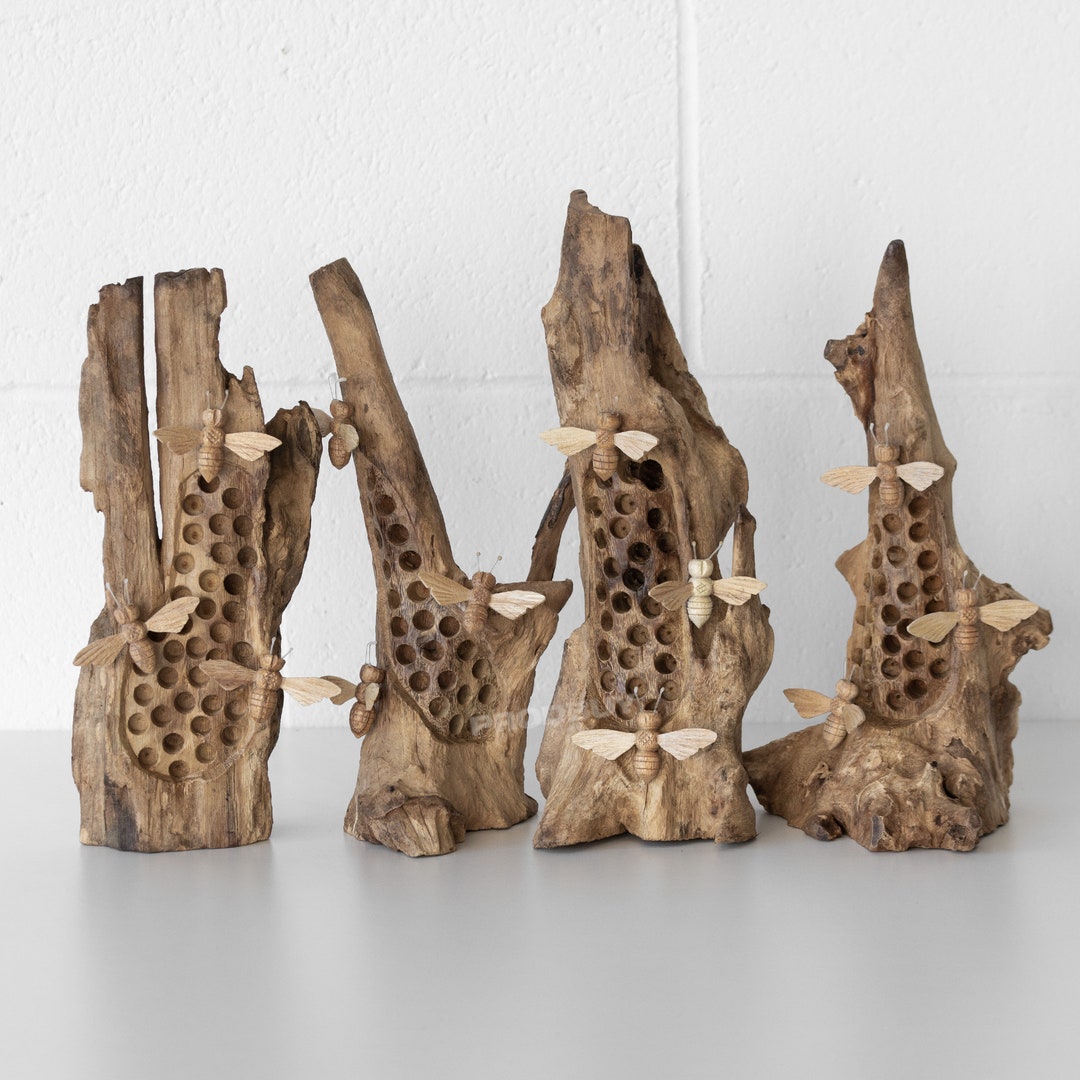 Hand Carved Beehive Sculpture 28cm Tall Design Will Vary Free Standing ...