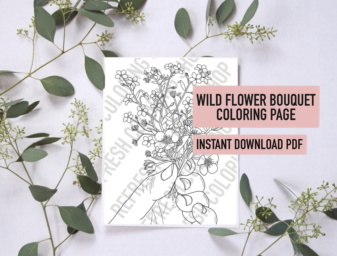 Wild Flower Bouquet Coloring Page PDF Instant Download - Etsy