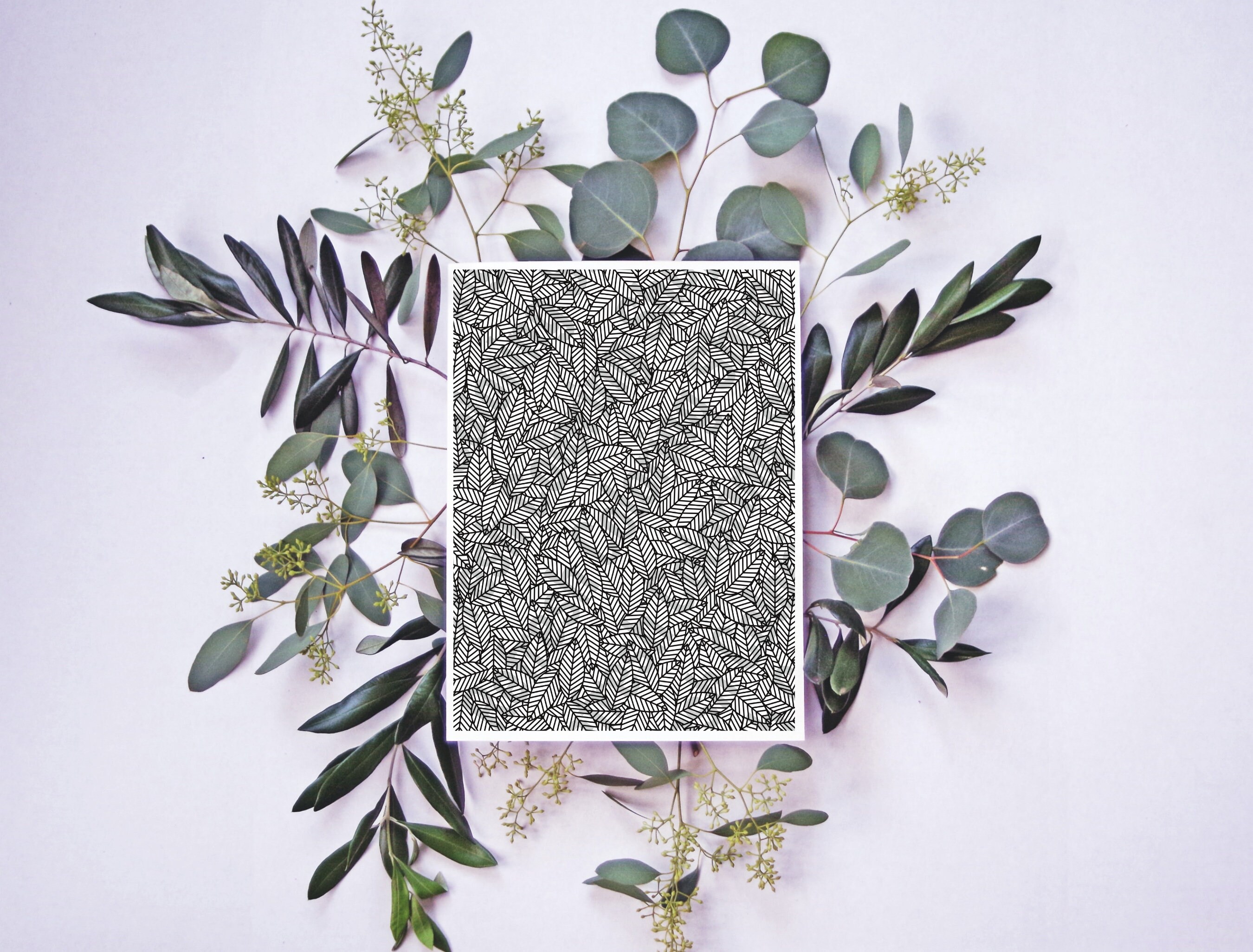 Printable Leaves Collage Coloring Page Instant Download PDF - Etsy