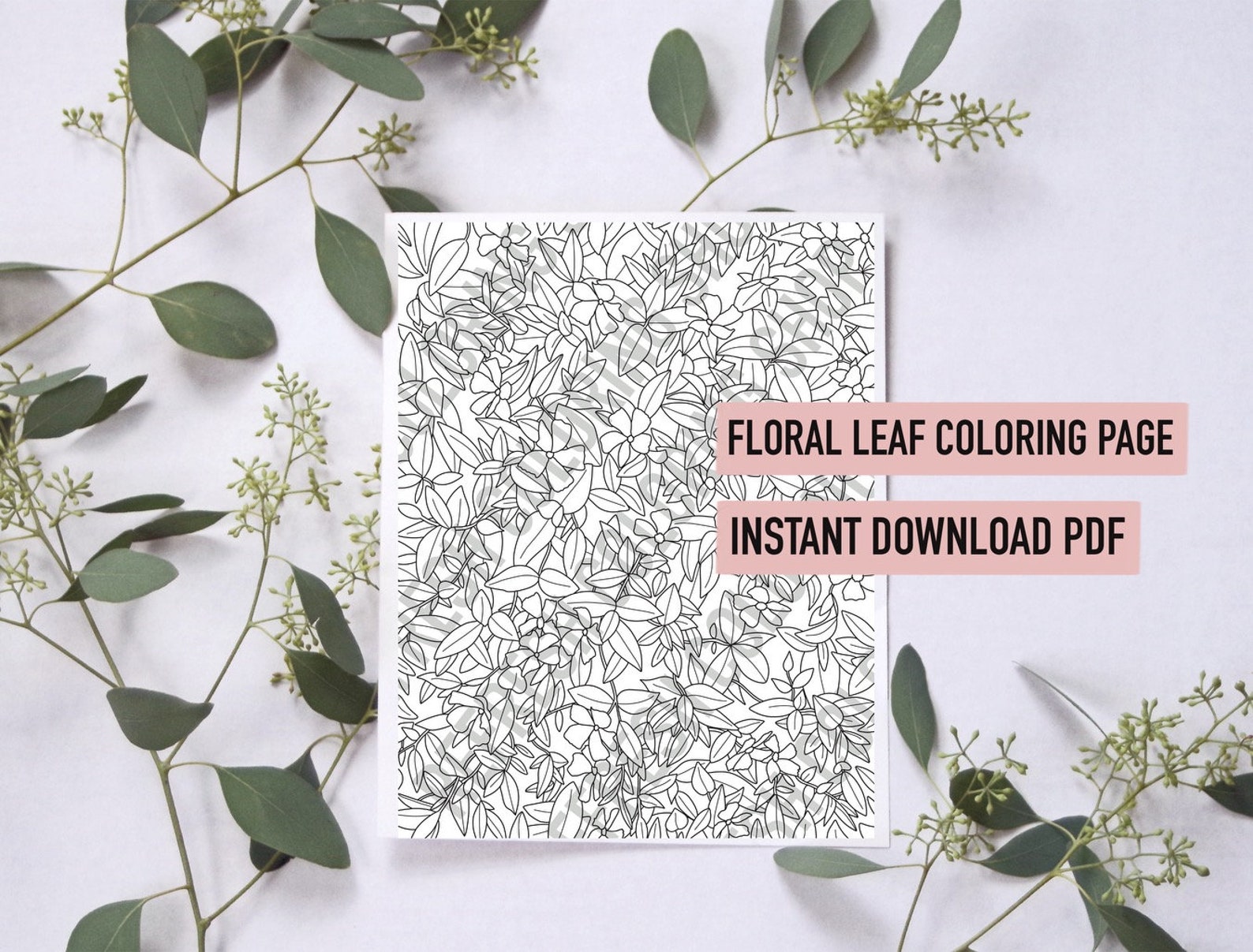 Floral Vine of Leaves Coloring Page | PDF Instant Download - Etsy