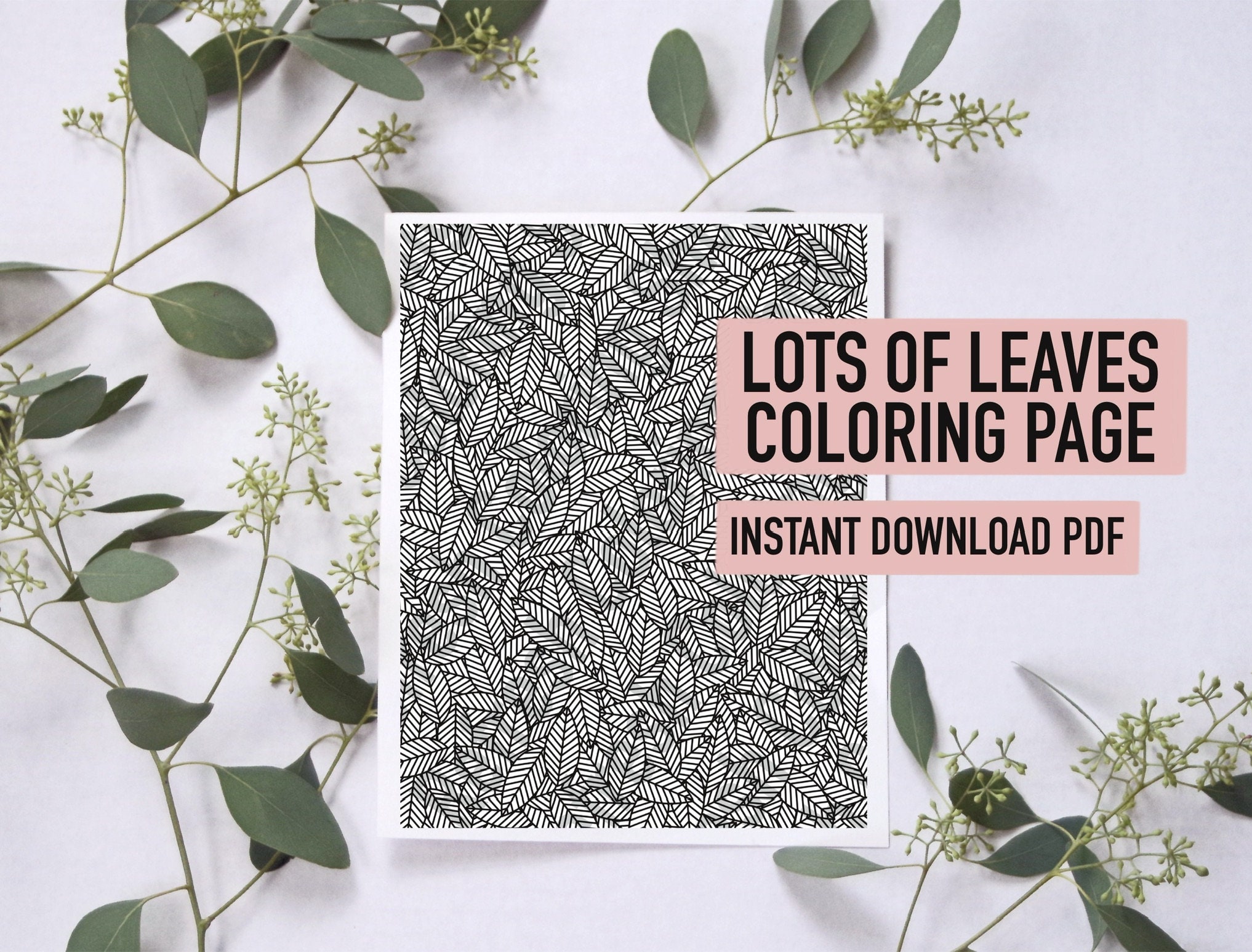 Printable Leaves Collage Coloring Page | Instant Download PDF - Etsy