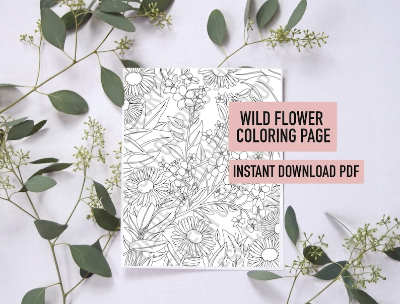 Wild Flower Floral Coloring Page | PDF Instant Download - Etsy