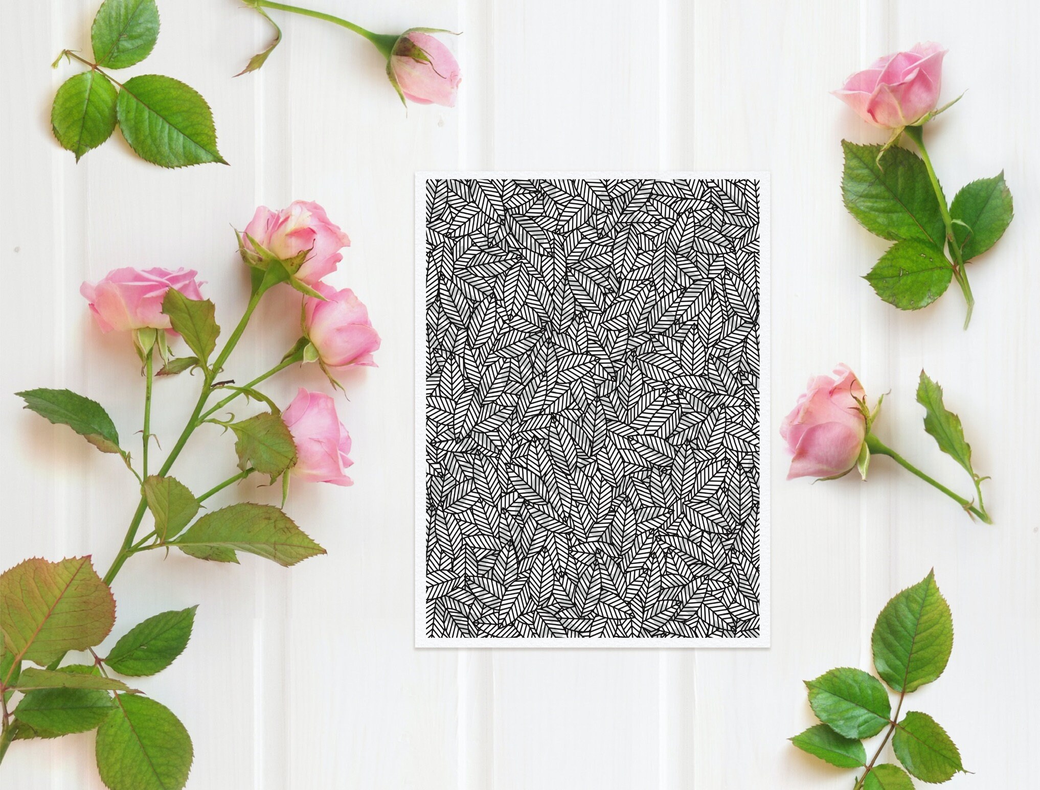 Printable Leaves Collage Coloring Page | Instant Download PDF - Etsy