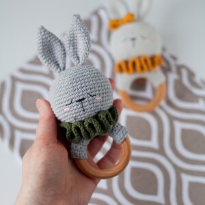 Bunny Baby Rattle Crochet Pattern, Amigurumi Rabbit Easter Soft Toy ...