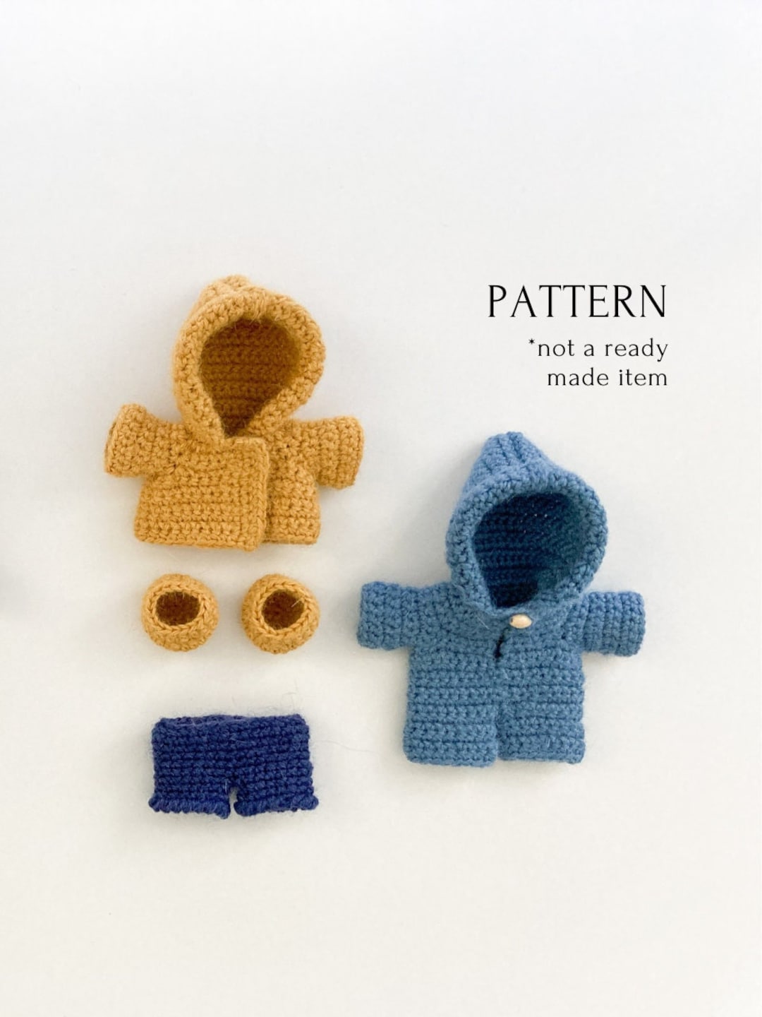 Crochet Pattern Coat and Jumpsuit Outfits for Little Toys of ...