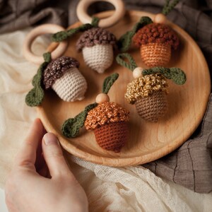 Acorn Baby Rattle PDF Crochet Pattern, Woodland Forest Toy for Newborn ...