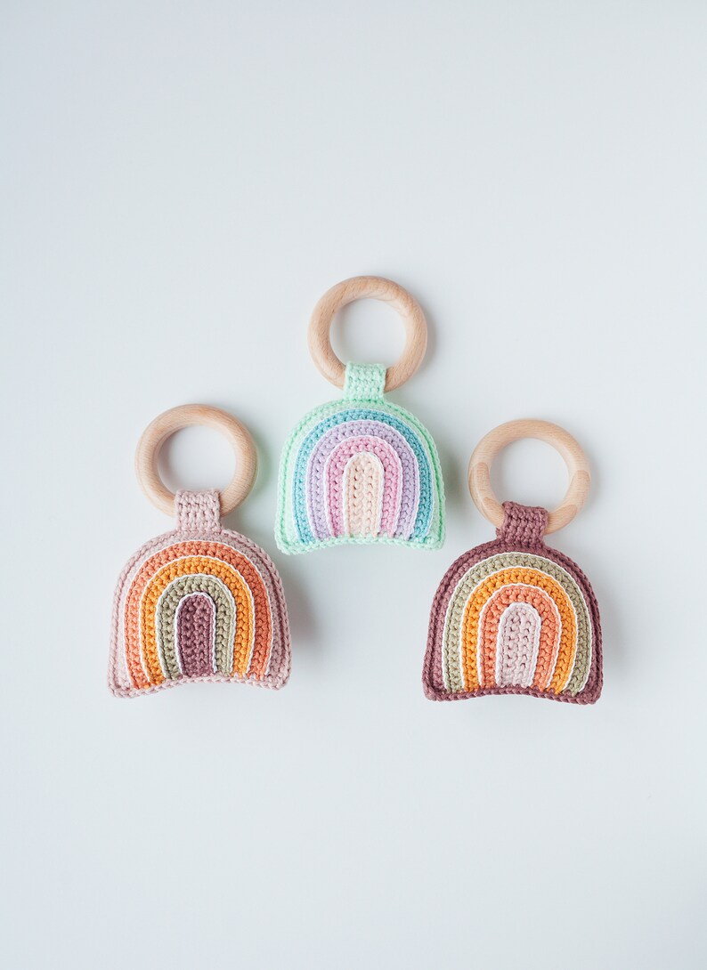 Rainbow Baby Rattle PDF Crochet Pattern, Scandinavian Style Play Gym ...