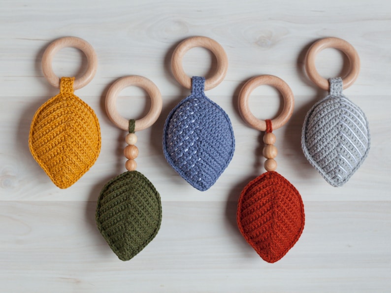 Leaf Baby Rattle PDF Crochet Pattern Teething Ring - Etsy