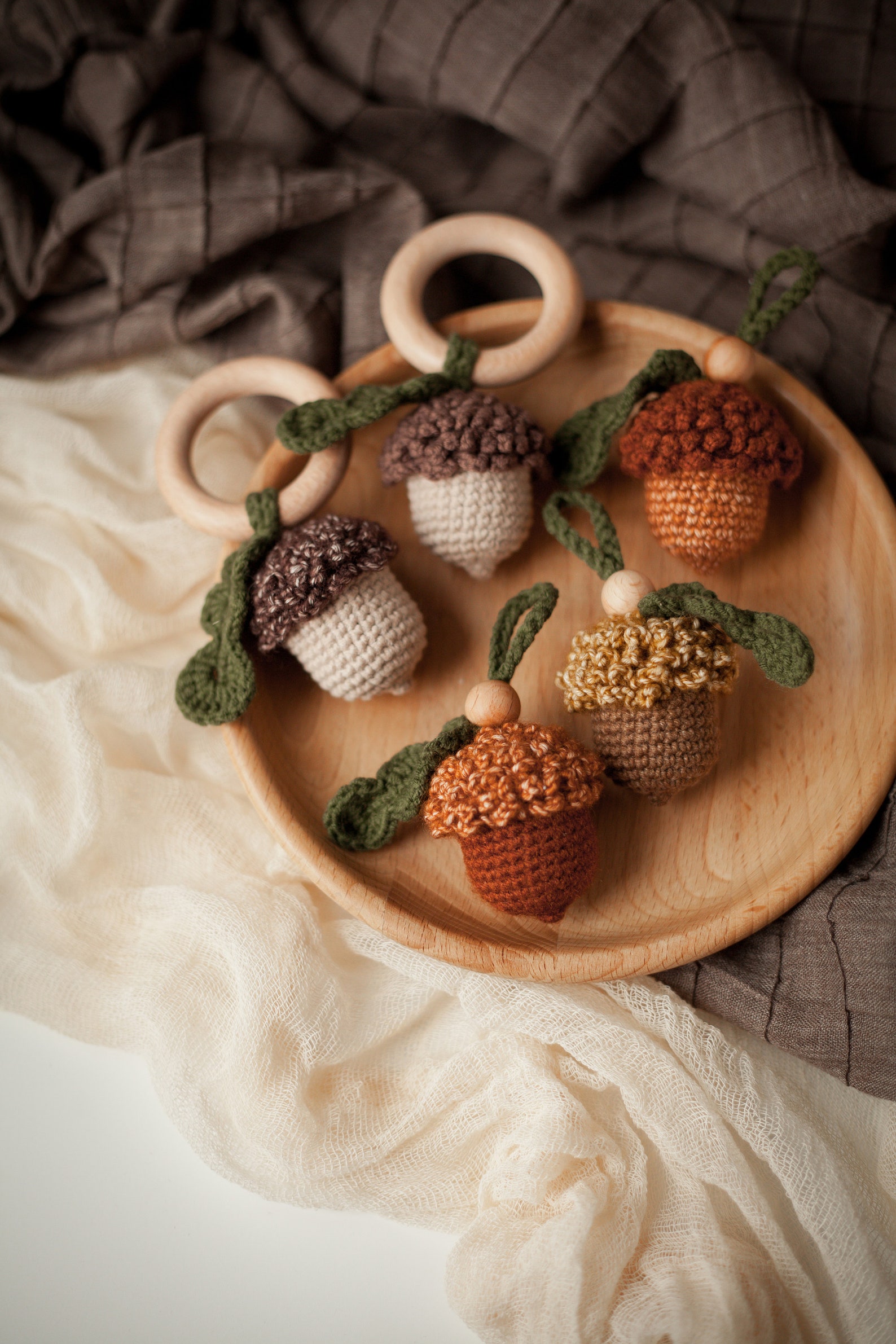 Acorn Baby Rattle PDF Crochet Pattern, Woodland Forest Toy for Newborn ...