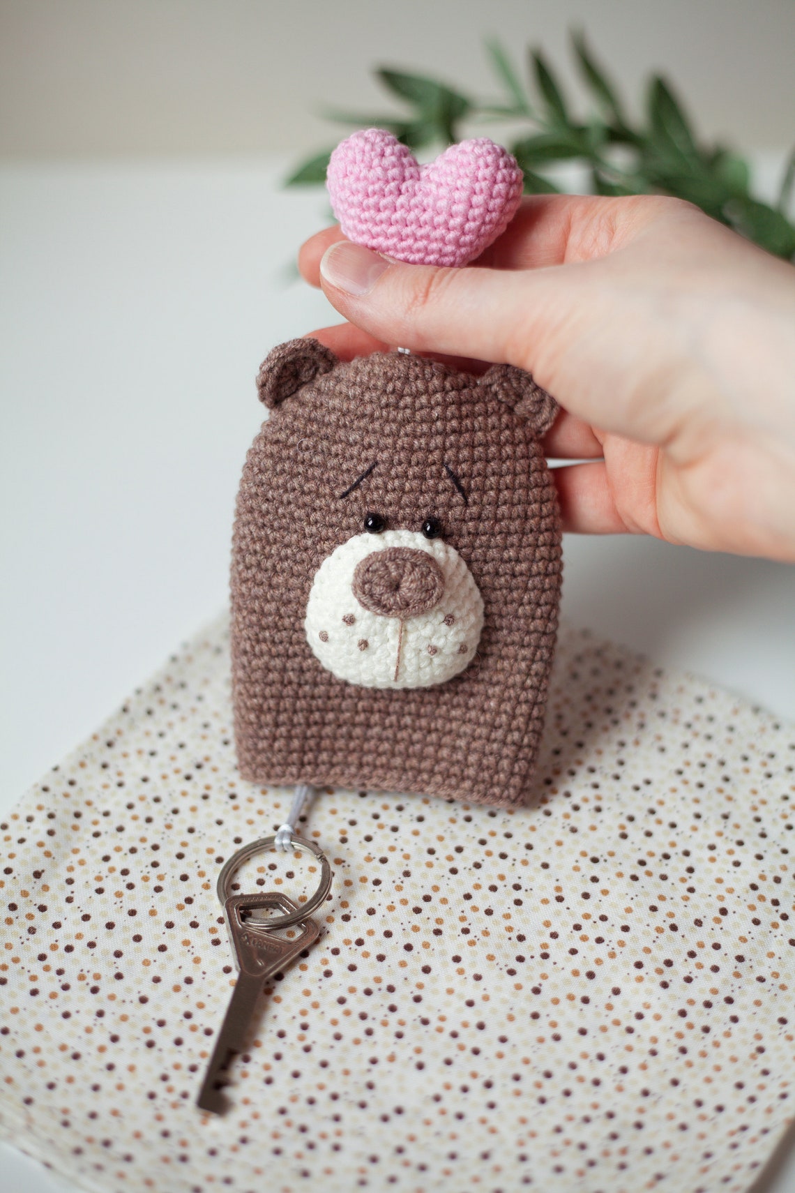 Key Cover Crochet Pattern PDF Valentine's Day Bear With - Etsy