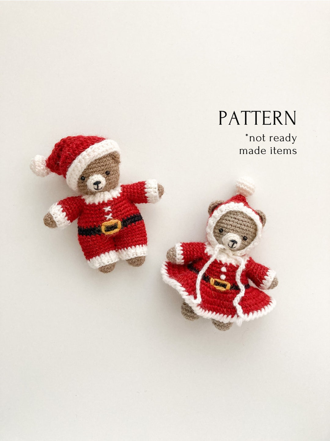 Amigurumi Pattern Christmas Bears, Crochet Teddy Bear Toy Pattern ...