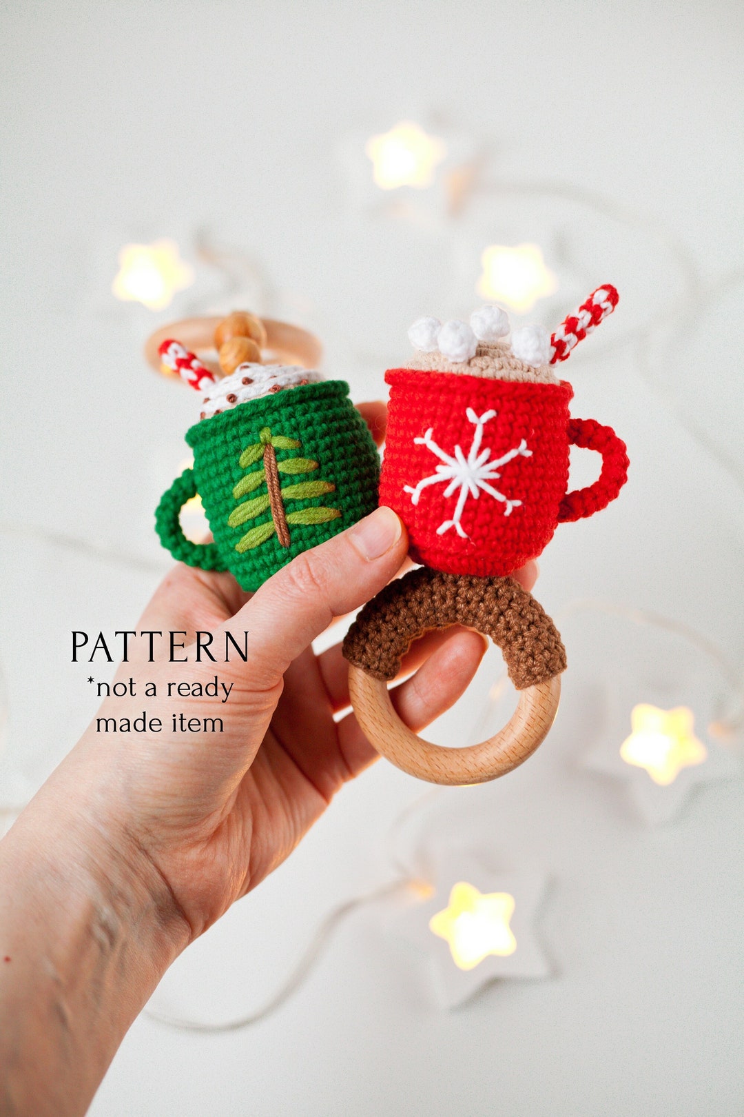 Hot Chocolate Cup Baby Rattles Crochet Pattern, Cocoa With Marshmallow ...