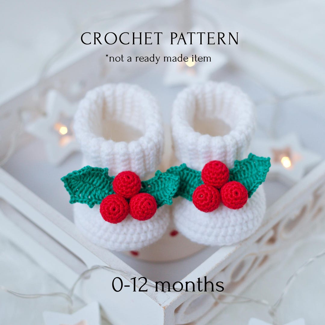 Christmas Baby Booties Crochet Pattern 0-12 Months, Newborn Winter Warm ...