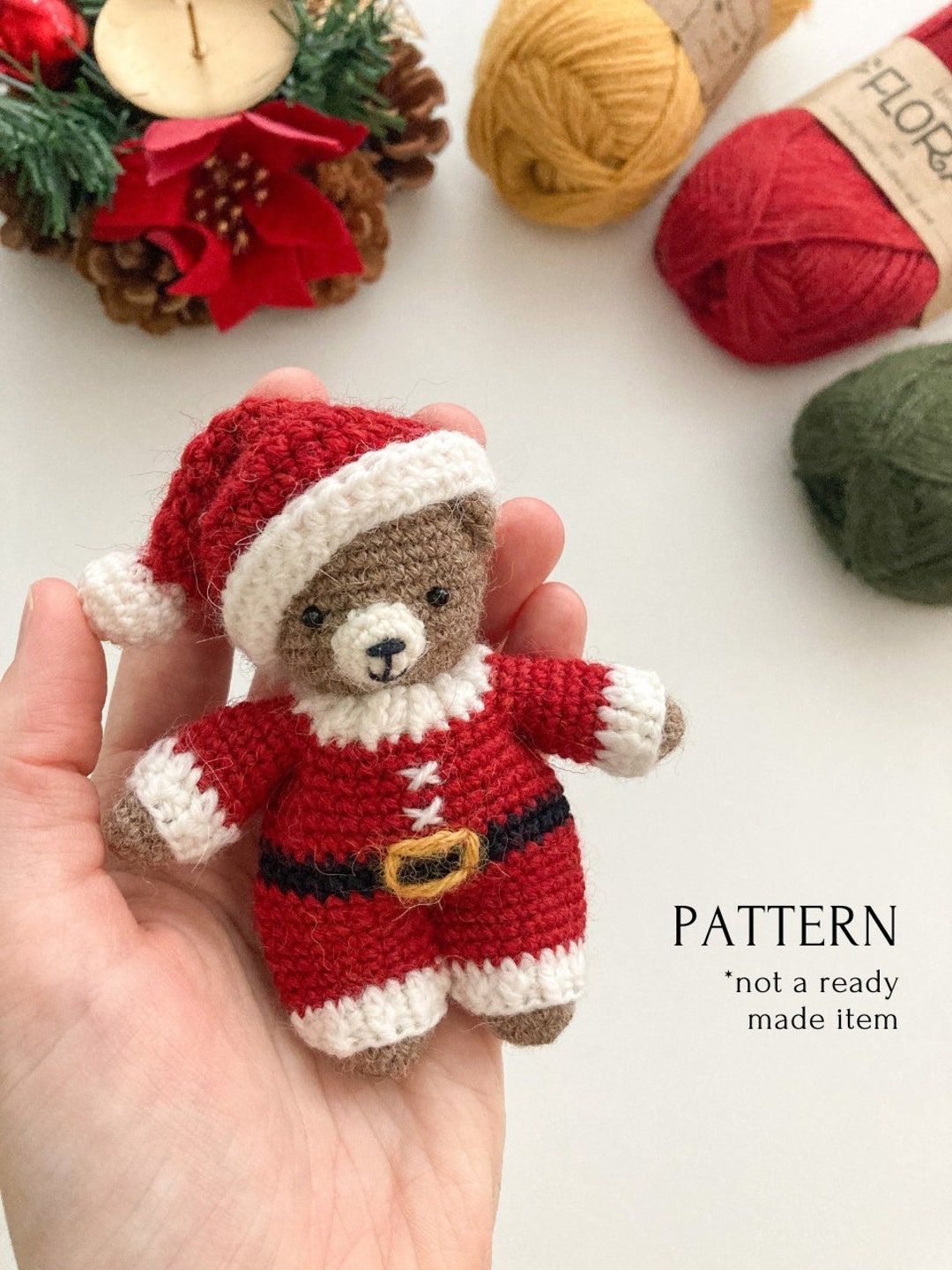 Crochet Pattern Bear Christmas Outfit, VIDEO Tutorials, Christmas Gift ...