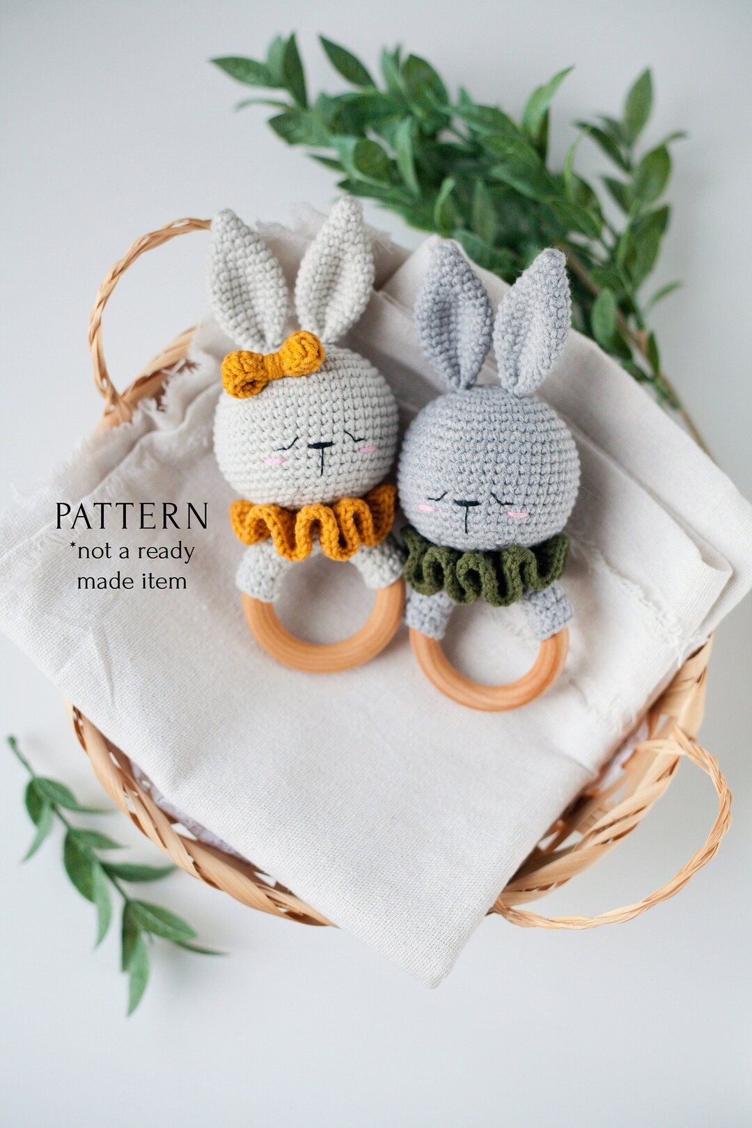 Bunny Baby Rattle Crochet Pattern, Amigurumi Rabbit Easter Soft Toy ...